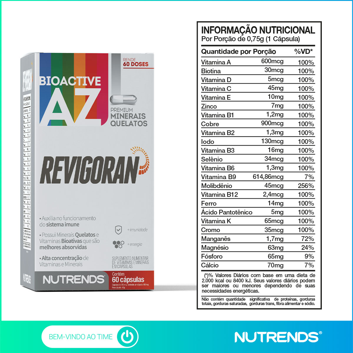 Revigoran Bioactive A-Z Premium - 60 cápsulas - Nutrends