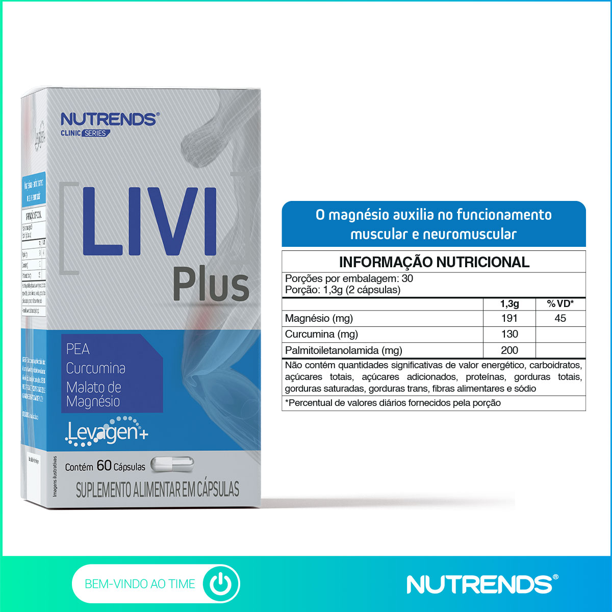 Liviplus (PEA+CURCUMINA+MAGNÉSIO) - 60 cápsulas - Nutrends