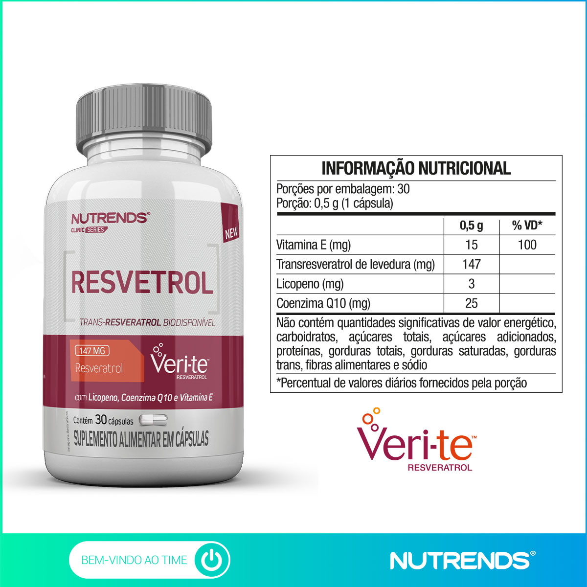 Resvetrol (TRANS-RESVERATROL - VERI-TE®) - 30 Cápsulas - Nutrends